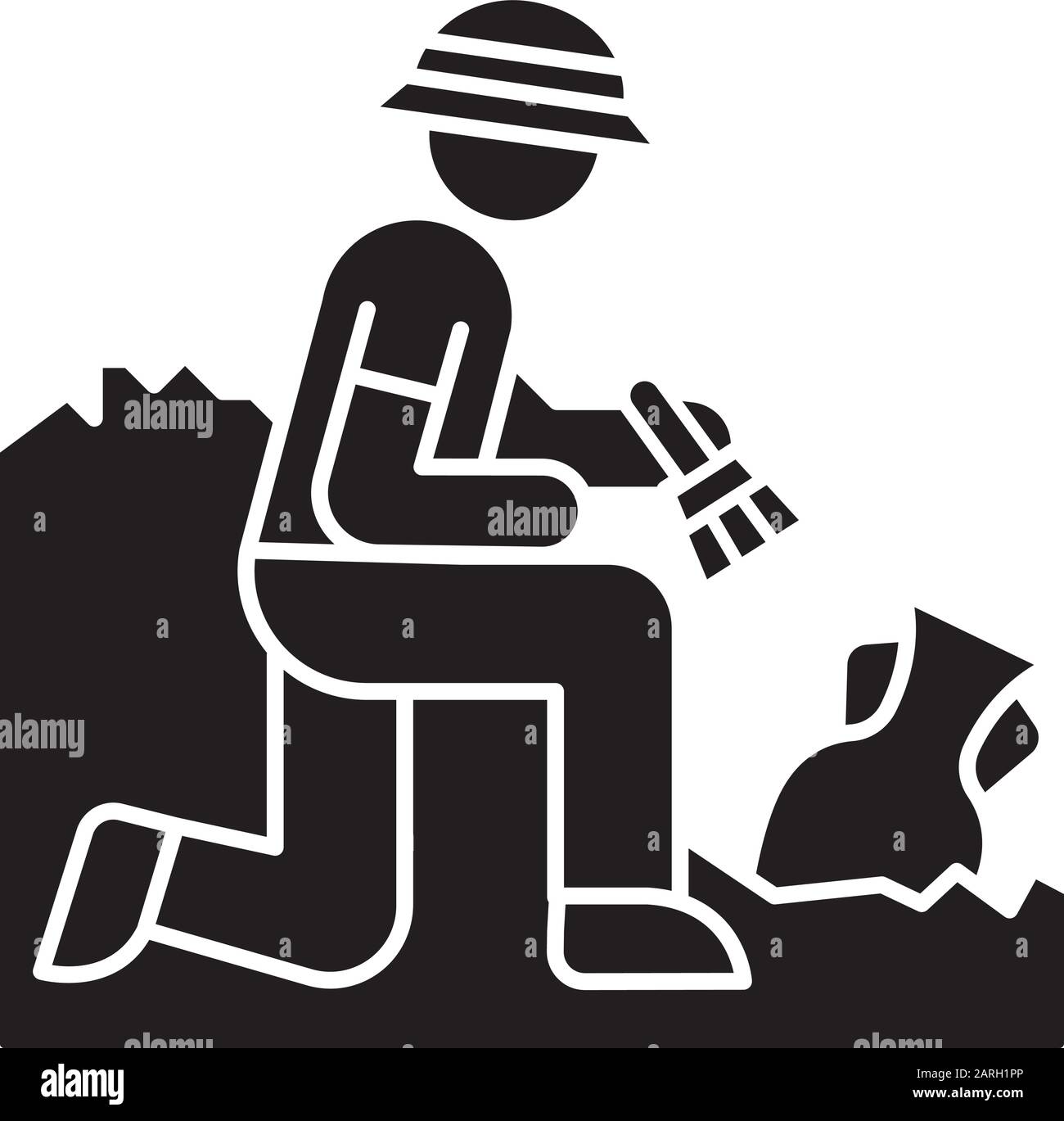 Excavation glyph icon. Archeologist. Researcher. Ancient culture ...