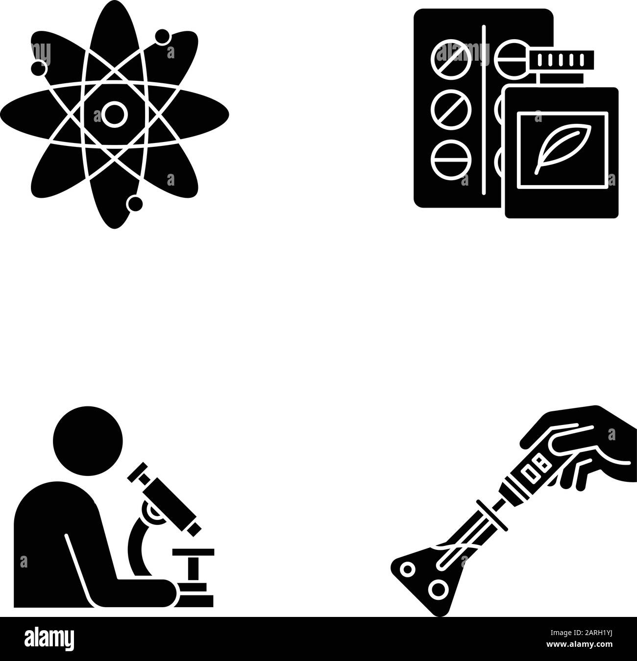 Science development glyph icons set. Biotechnologies products ...