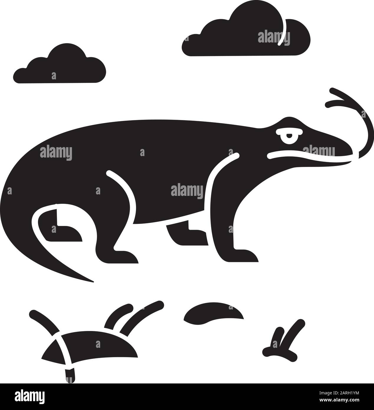 Komodo dragon glyph icon. Tropical country animals. Indonesian islands ...