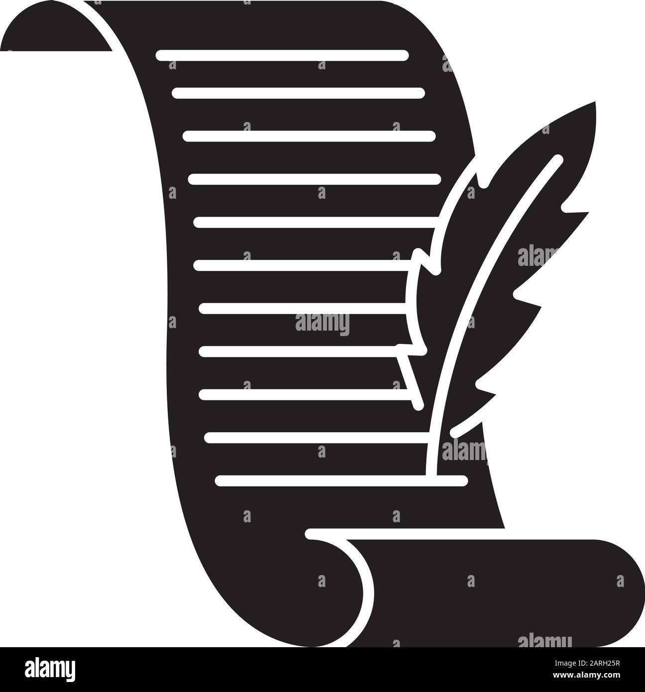 Ancient manuscript glyph icon. Old scroll. Poetry writing. Victorian ...