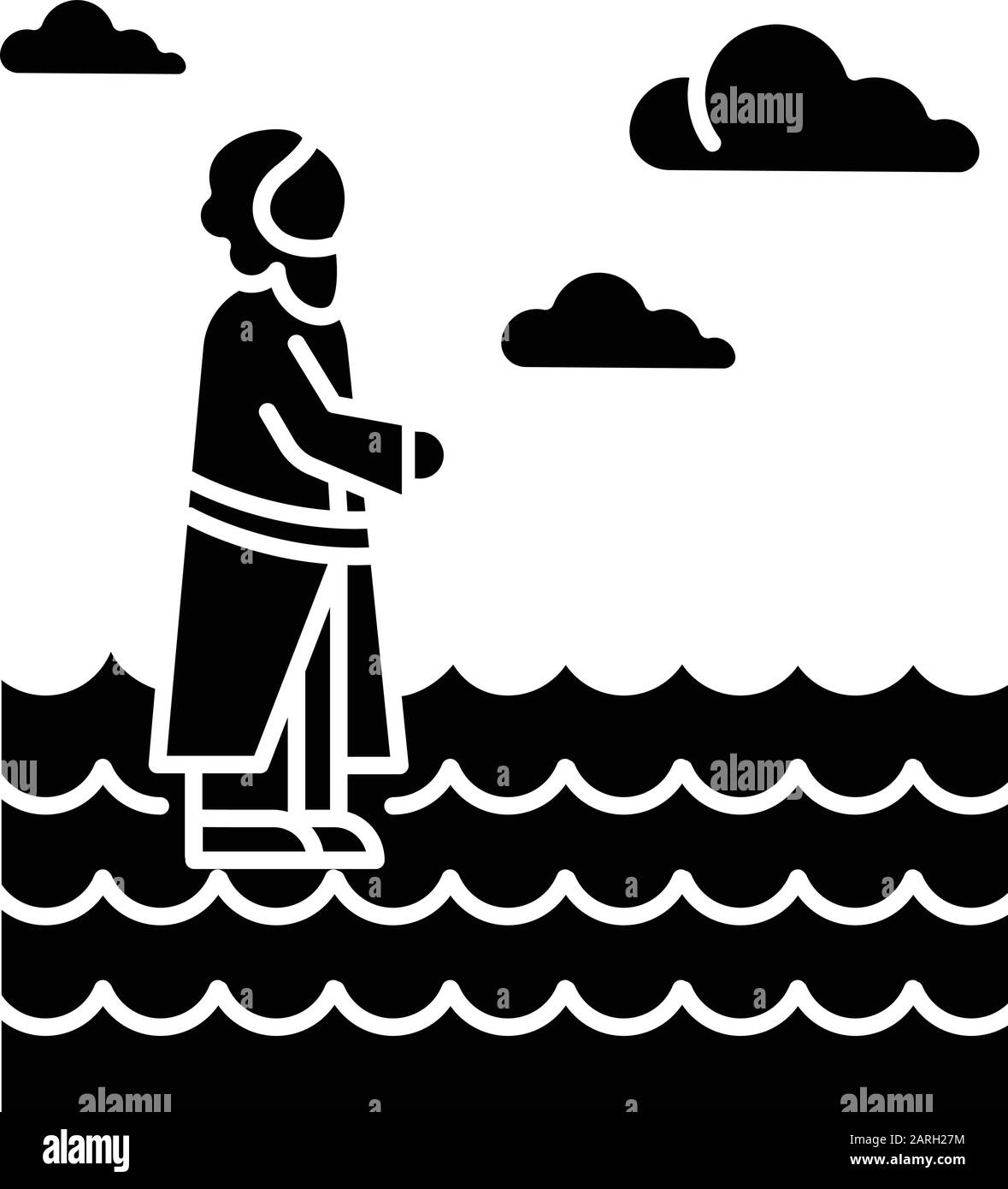 Jesus walking on water glyph icon. Miracles of Jesus Christ. Savior on ...