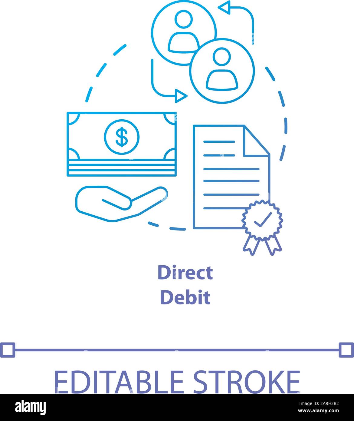 Direct Debit Blue Gradient Concept Icon Financial Withdrawal Idea Thin
