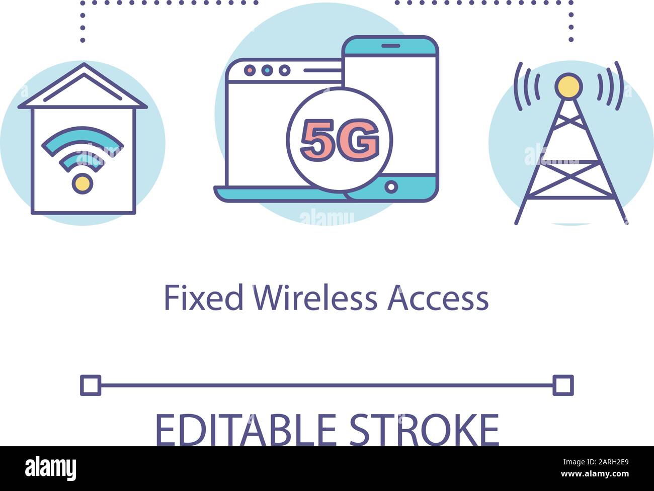 Fixed wireless access concept icon. 5G technologies idea thin line ... Fixed wireless access concept icon. 5G technologies idea thin line ...