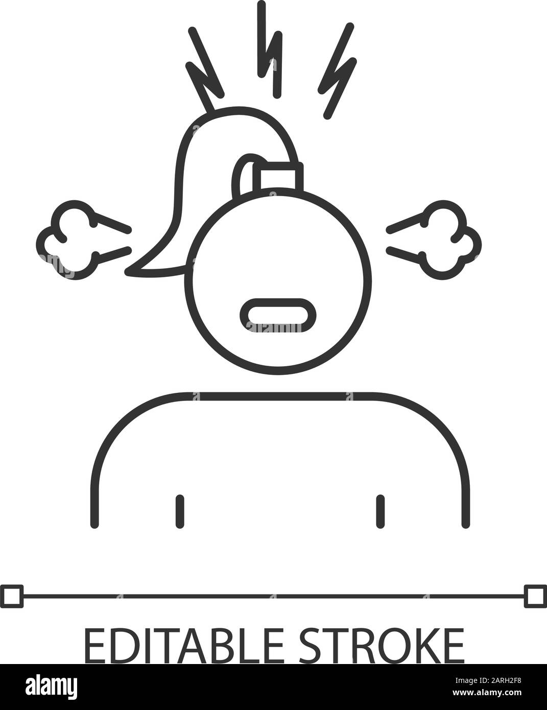 Irritability linear icon. Annoyed girl. Angry woman. Predmenstrual ...