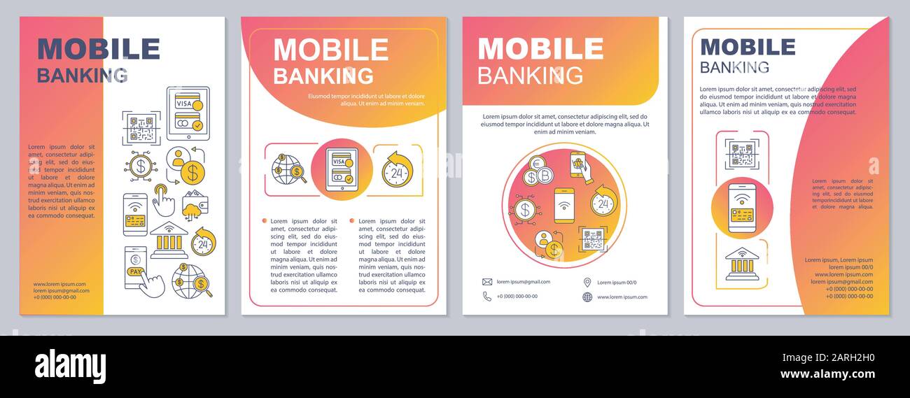 Mobile banking brochure template. Online money payments. Flyer, booklet ...