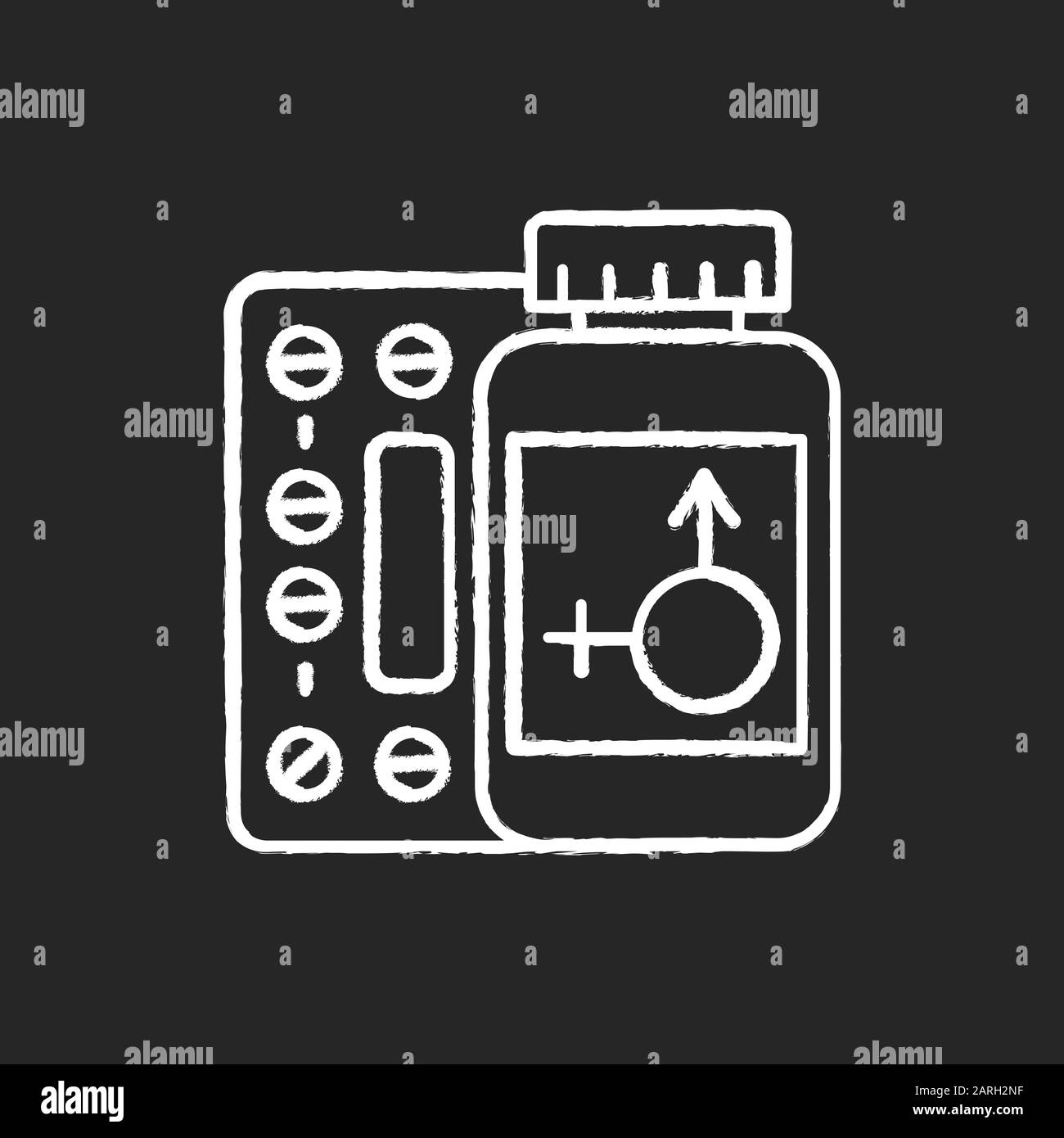 Hormone replacement therapy chalk icon. Pills for menopause. Medication ...