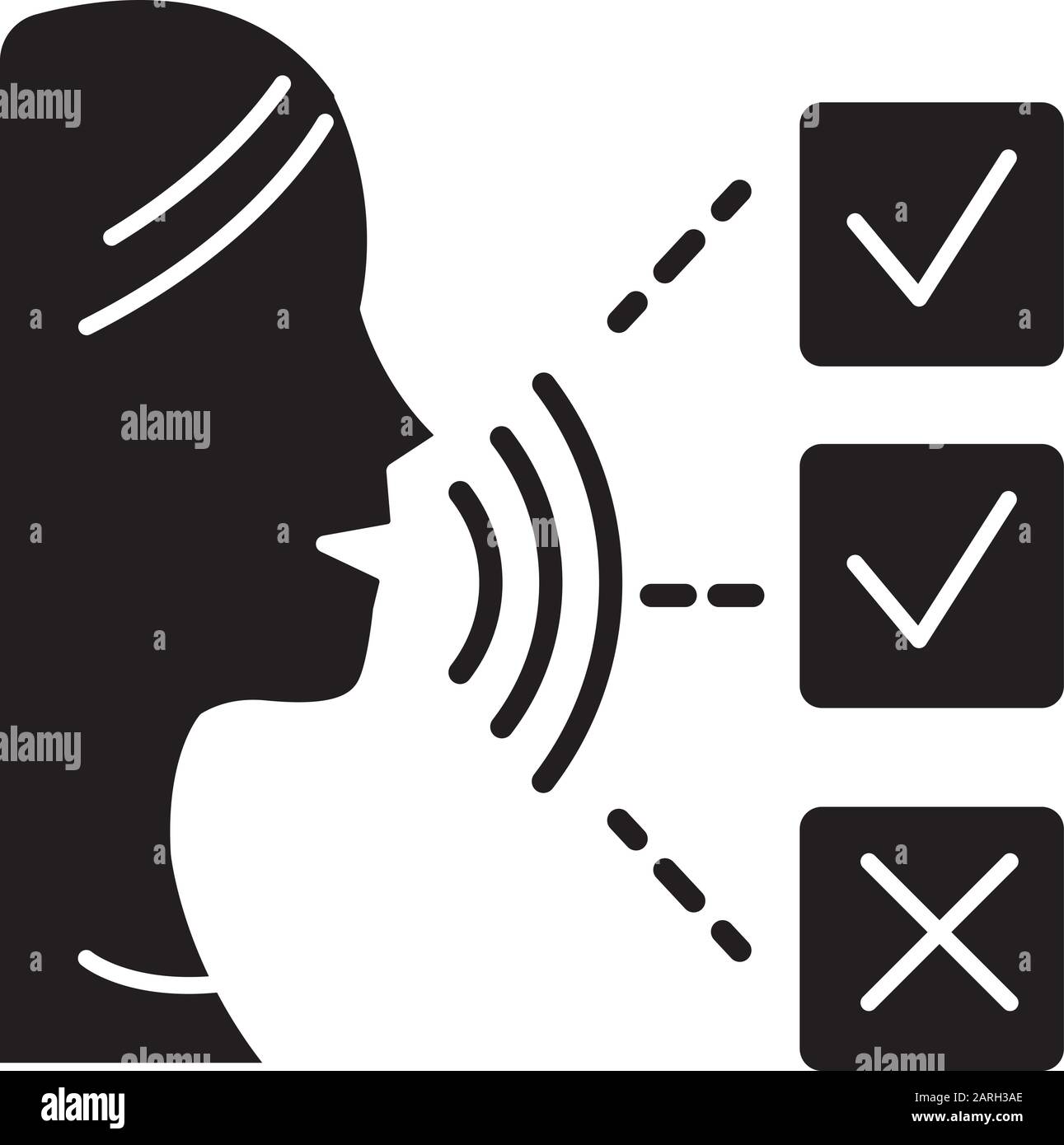 Survey audio response glyph icon. Social research. Testimonial. Oral ...