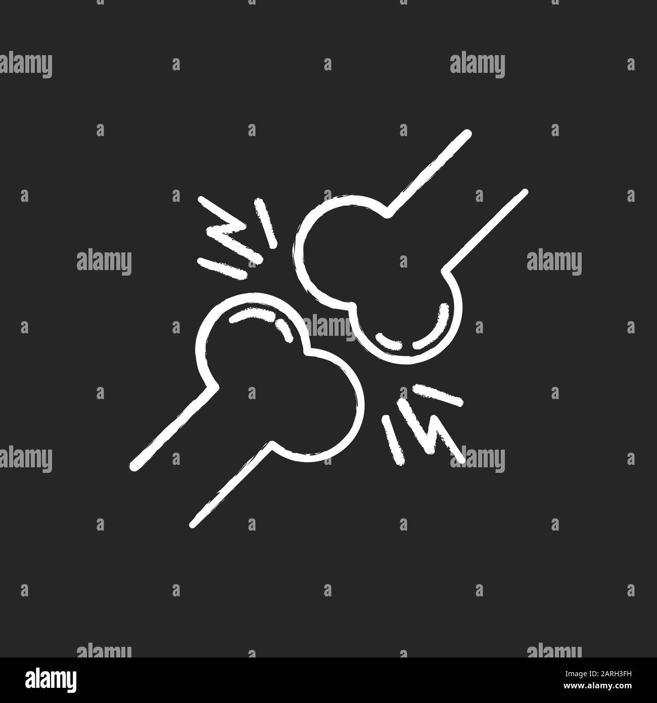 Joint pain chalk icon. Knee injury. Wrist trauma. Strained muscle. Hurt ...