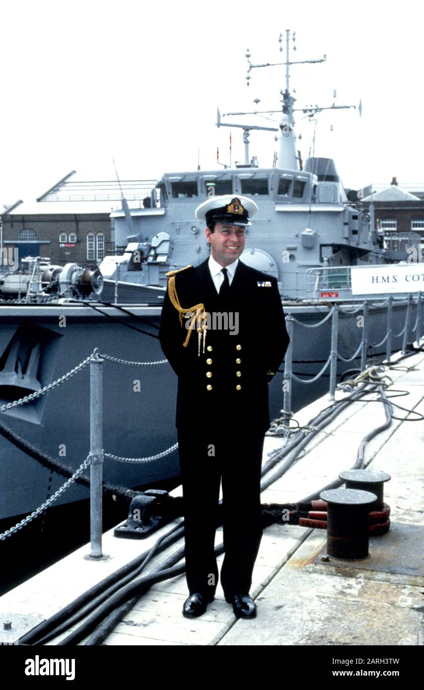 HRH Prince Andrew takes command of HMS Cottesmore, Rosyth, Scotland ...