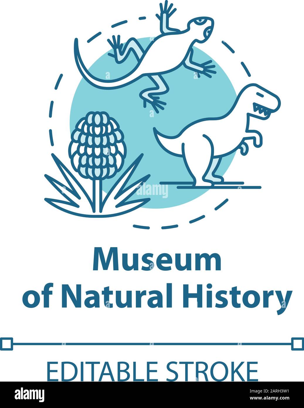 Museum Of Natural History concept icon. Prehistoric animals. Biological ...