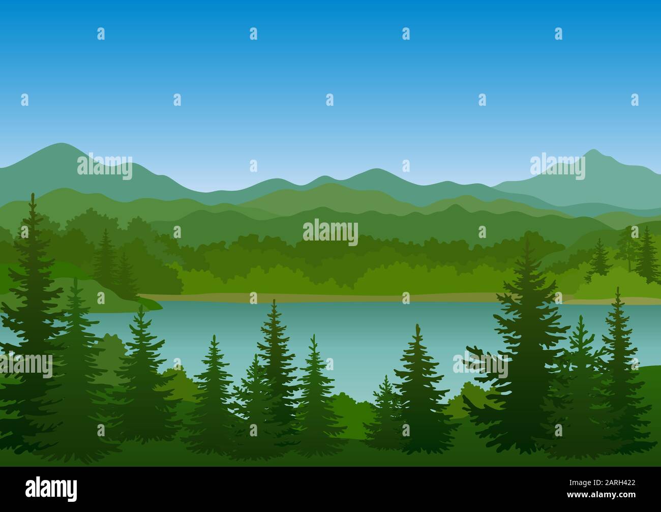 View mountain lake nature Stock Vector Images - Alamy