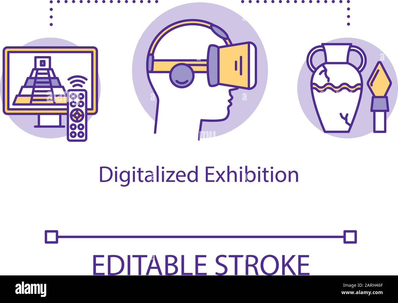 Digitalized exhibition concept icon. Video tour venue. Interactive ...