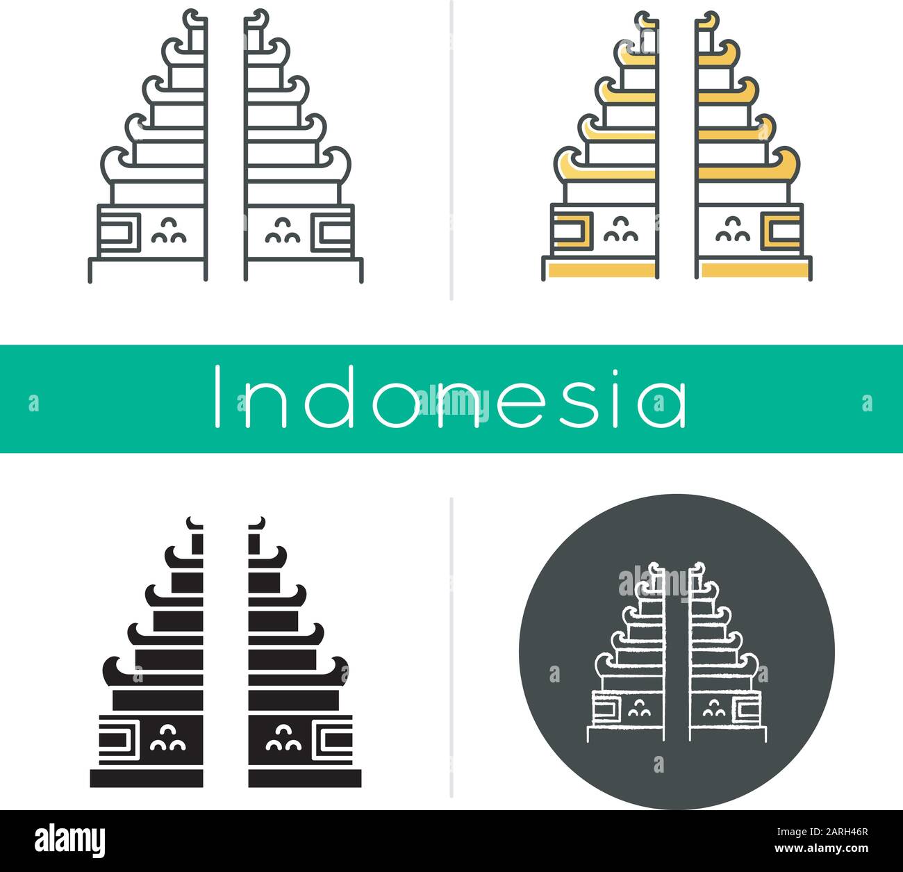 Pura Lempuyang temple icon. Indonesian religious places. Hinduist candi ...