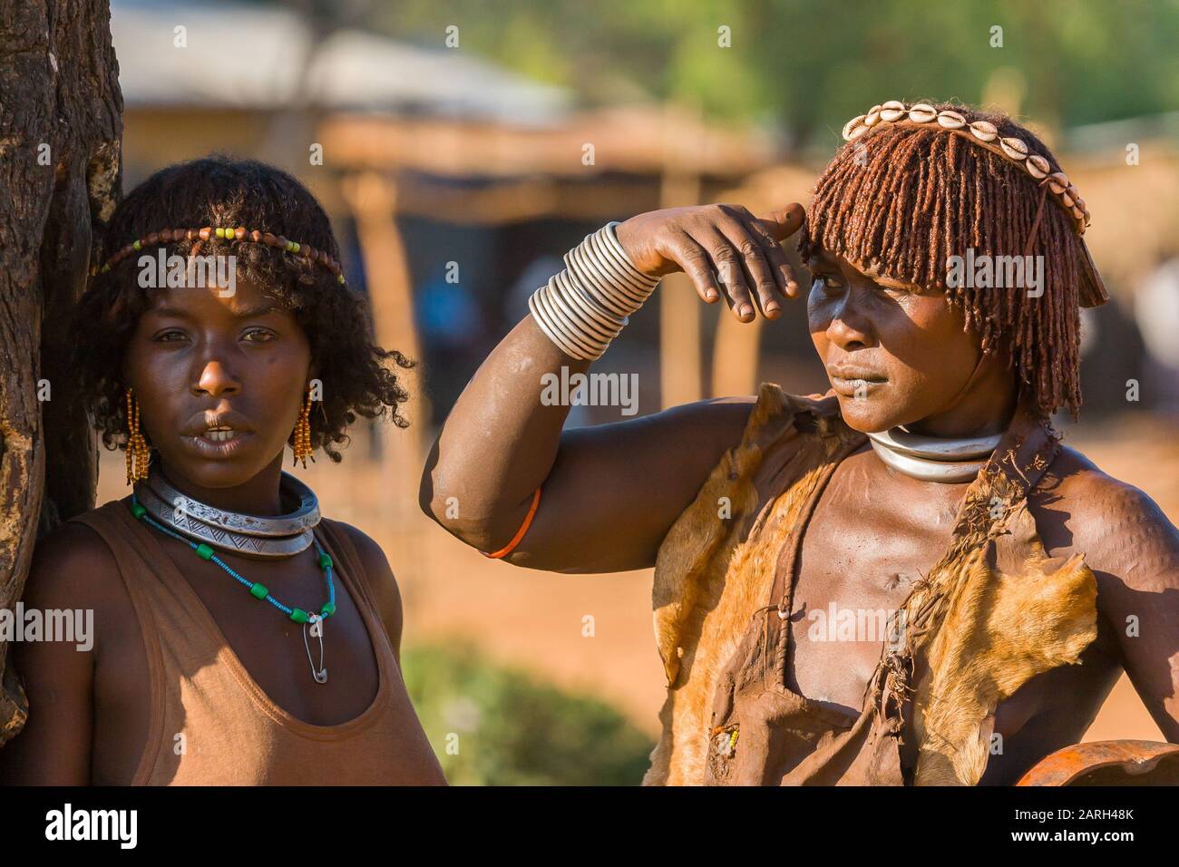 Hamer women socializing, Hamer tribe, Dimeka village, Omo Valley ...