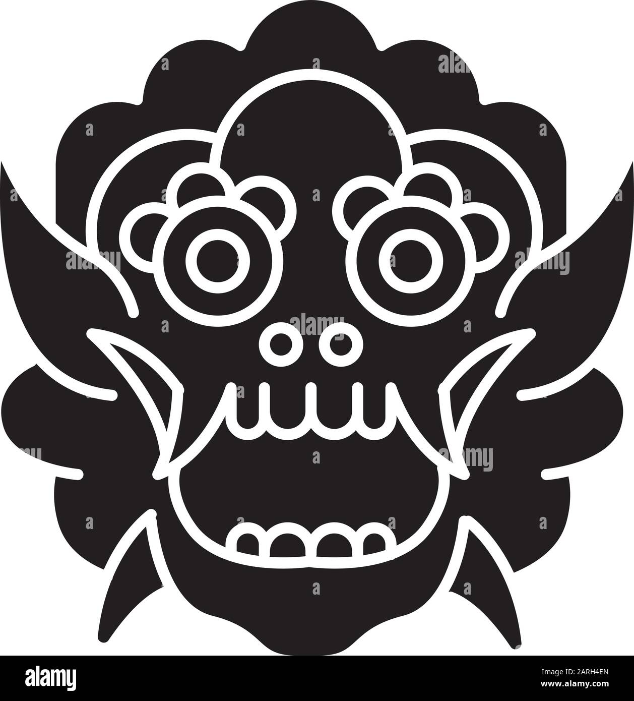 Indonesian mask glyph icon. Balinese dragon. Culture and tradition of ...