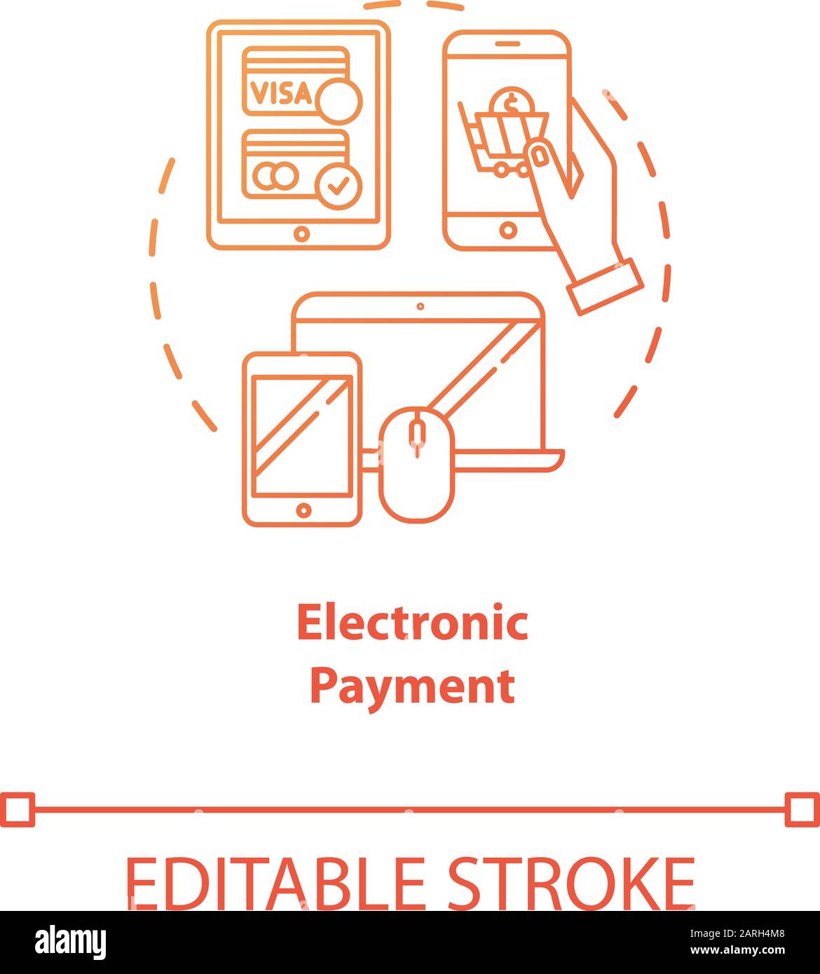 Electronic payment red gradient concept icon. Digital financial ...