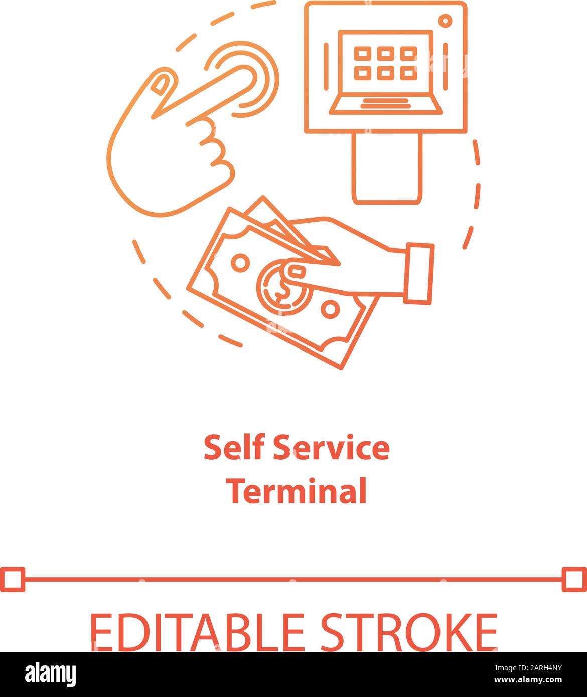 Self Service Terminal red gradient concept icon. Customer-operated ...