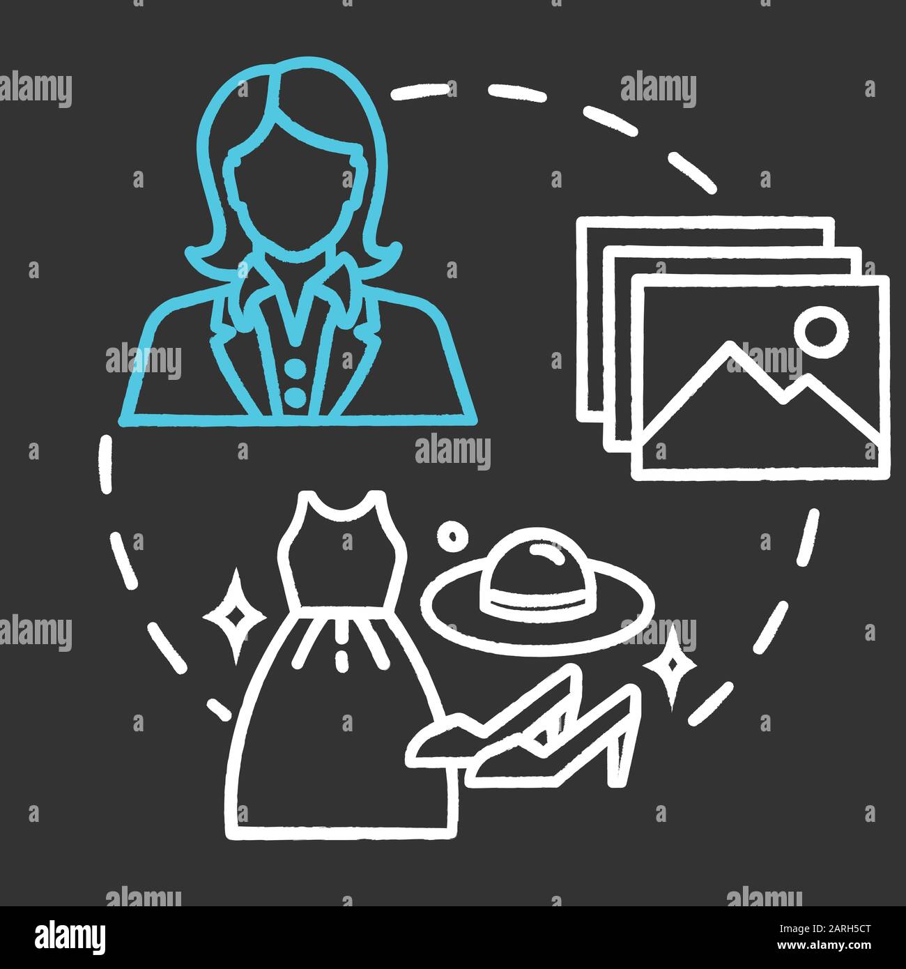 Biographical museum chalk concept icon. Cultural materials exposition ...