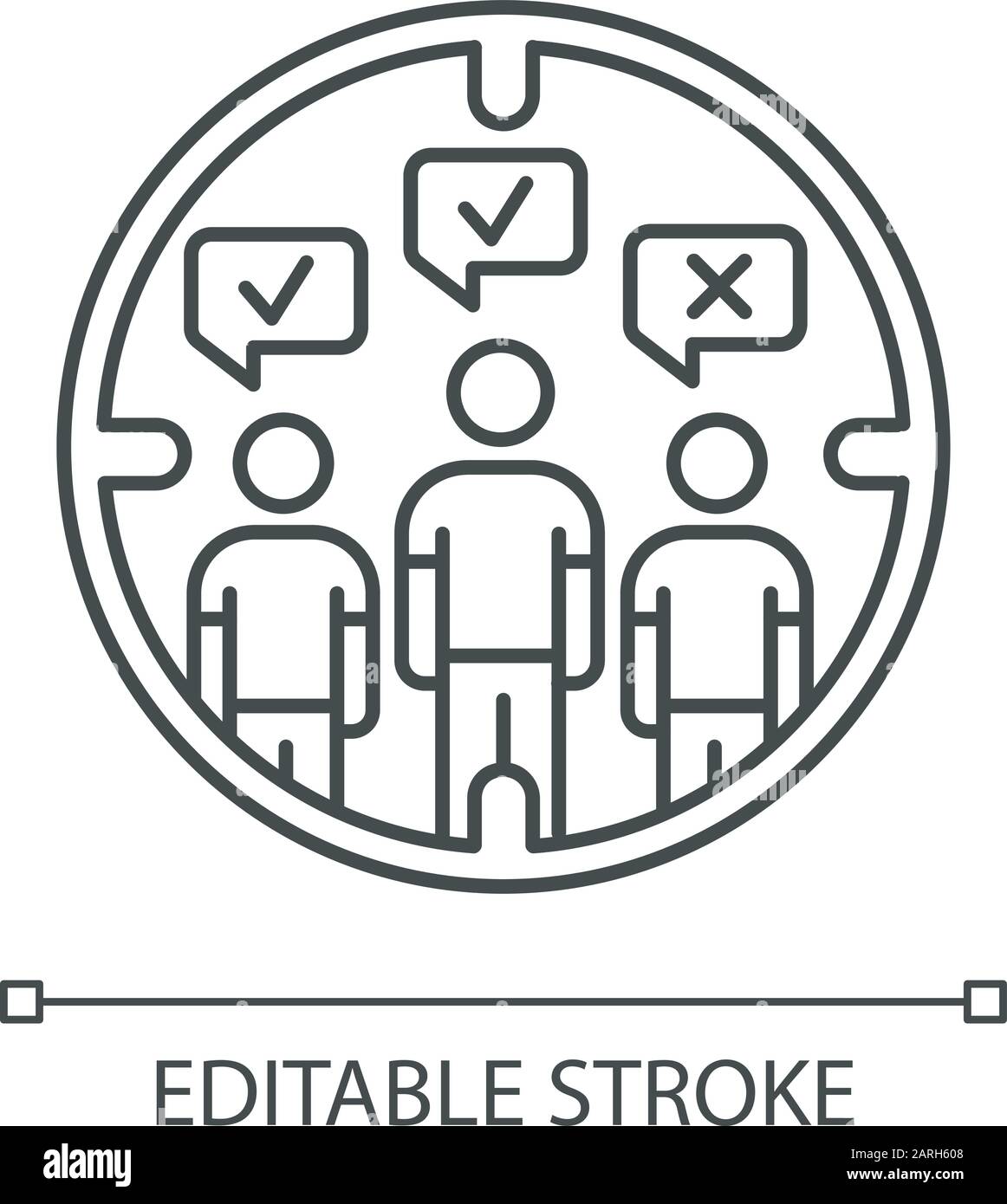 Survey target audience linear icon. Public opinion. Focus group ... Survey target audience linear icon. Public opinion. Focus group ...