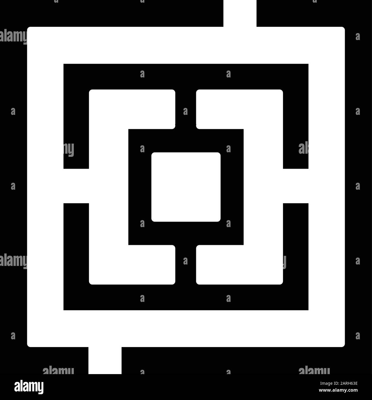 Maze puzzle glyph icon. Labyrinth. Route, pathway finding. Mental ...