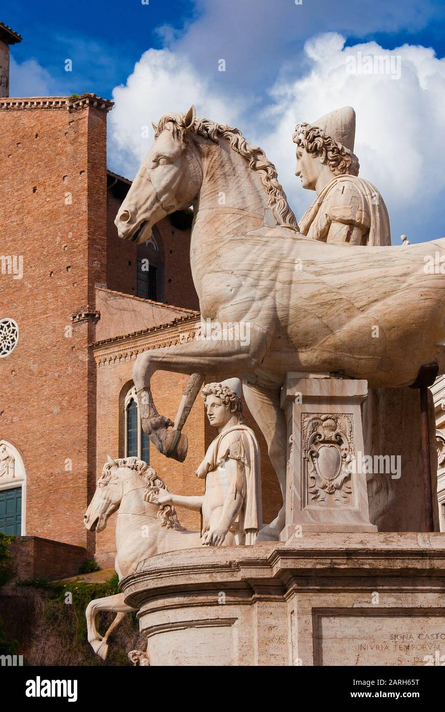 Capitoline Hill ancient roman statues of the two Dioscuri in the center ...