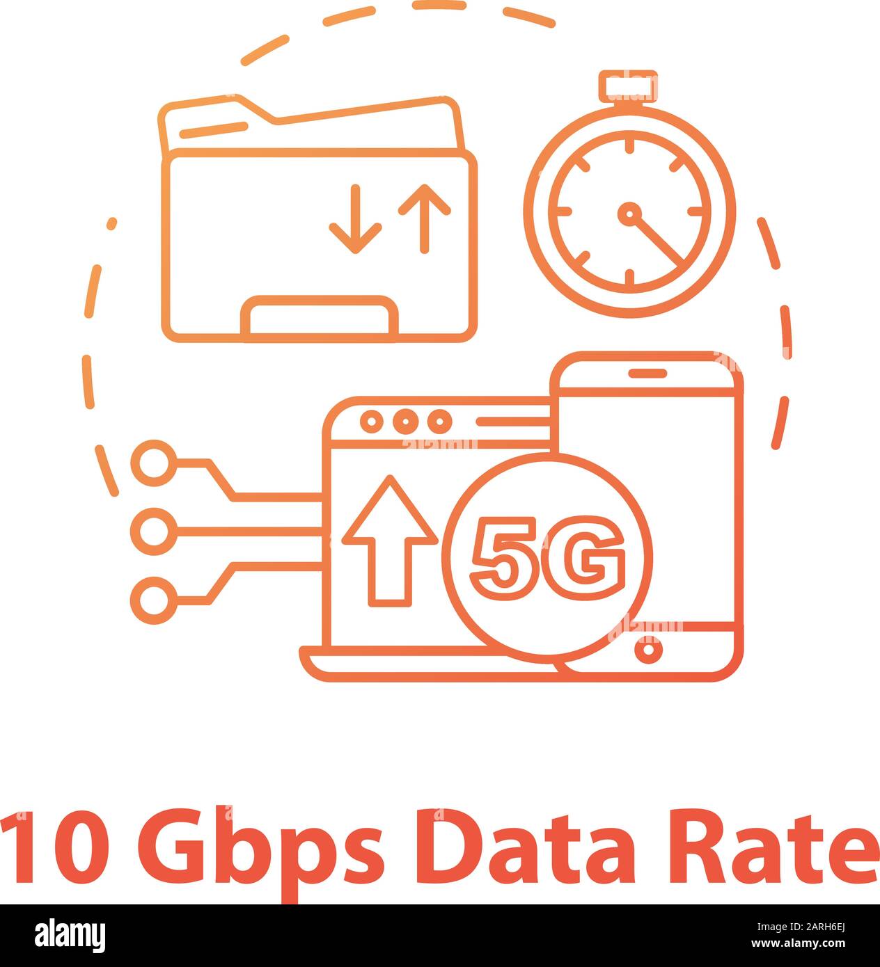 10 Gbps data rate concept icon. Mobile internet. 5G technologies idea ...