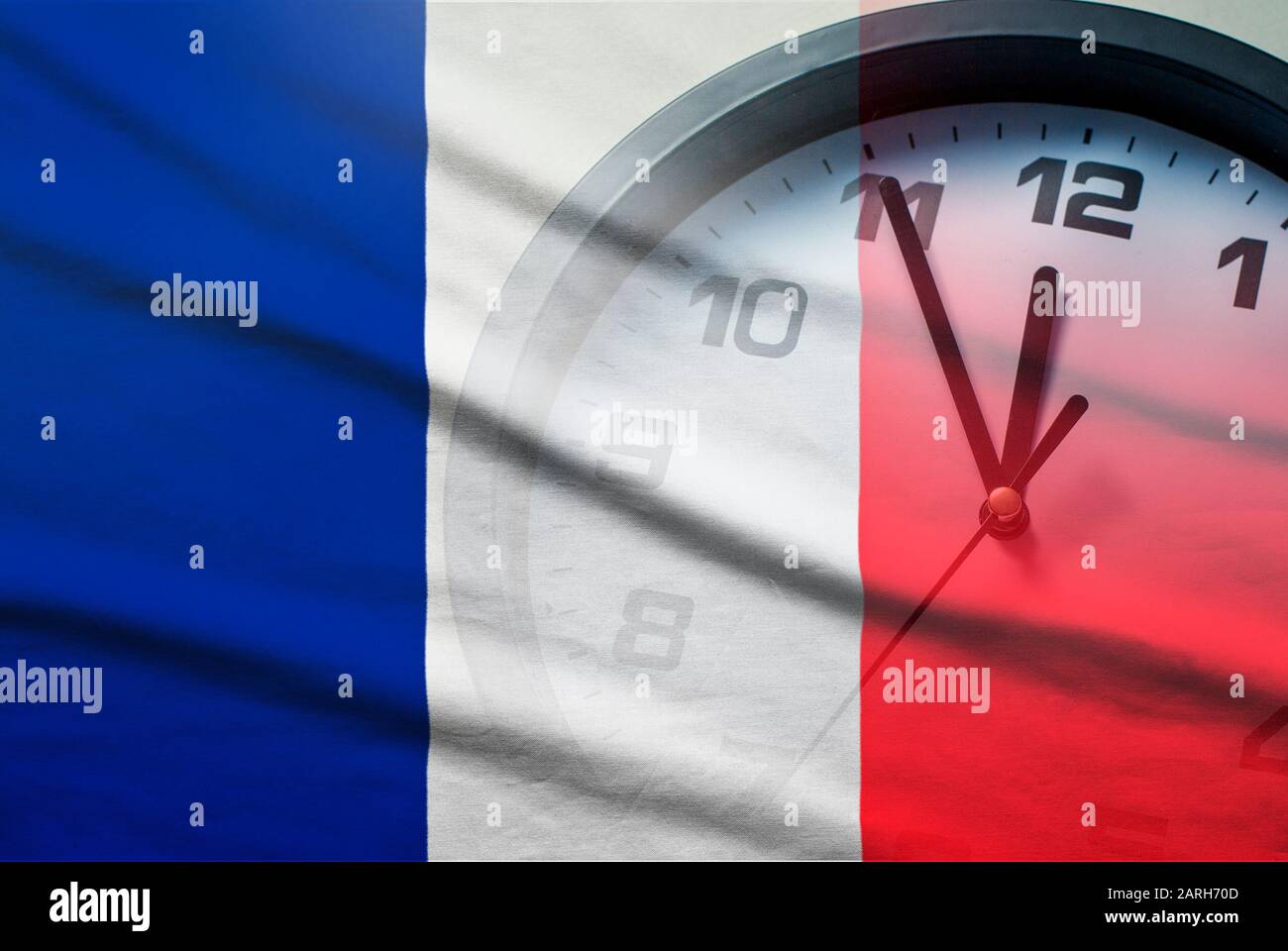 France flag with dial of a clock Stock Photo - Alamy