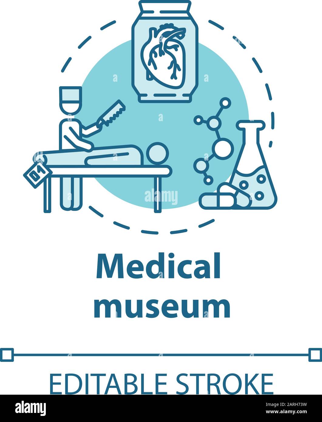 Medical museum concept icon. Anatomy exhibition. Body dissection and ...