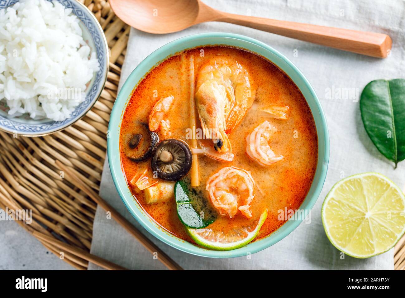 Delicious Tom Yam with Shrimp, Spicy Thai Soup Stock Photo - Alamy