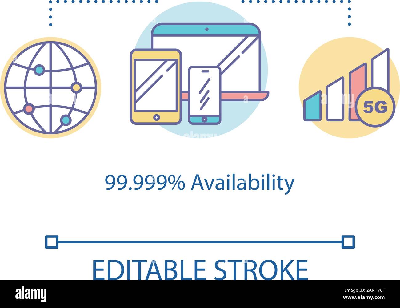 100 percent coverage concept icon. 5G technologies idea thin line ...