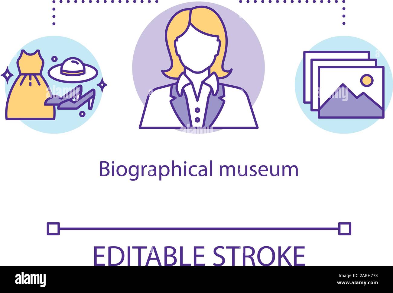 Biographical museum concept icon. Famous person belongings. Culture ...