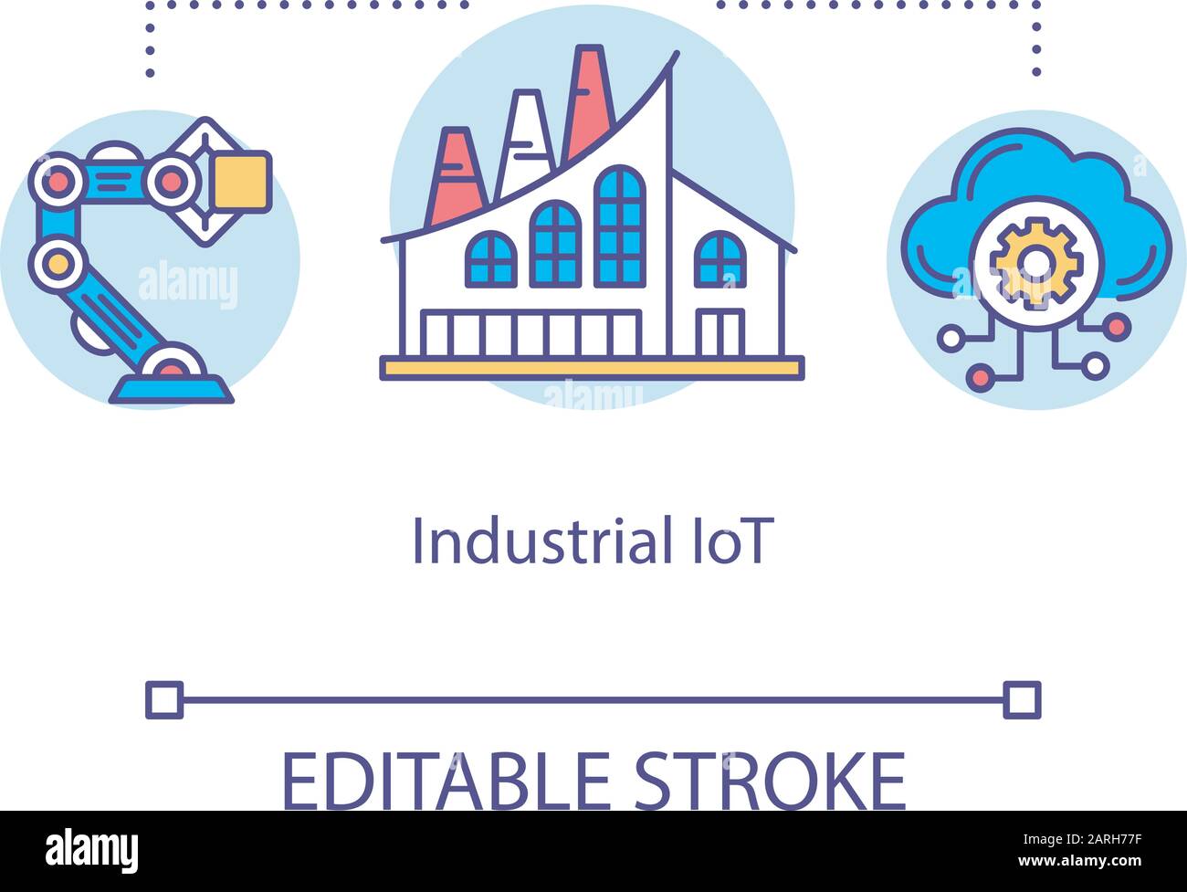 Industrial IoT concept icon. Manufacturing idea thin line illustration ...