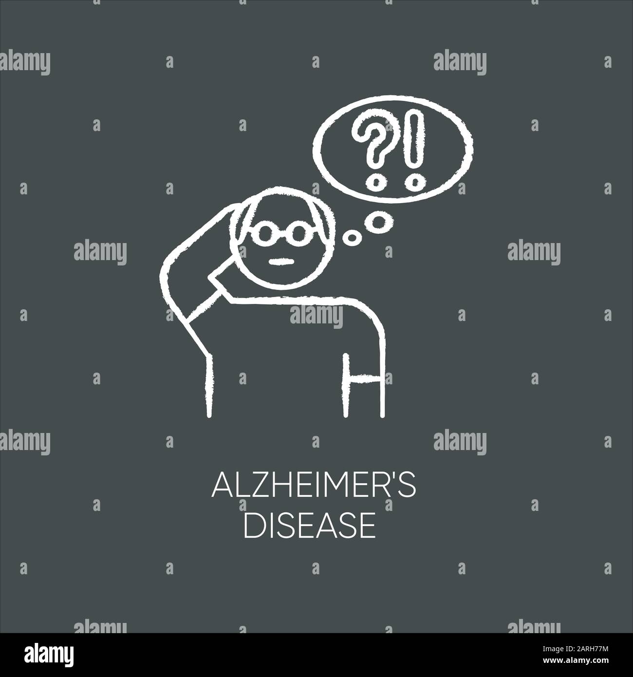 Alzheimer's disease chalk icon. Dementia. Memory loss. Trouble with ...