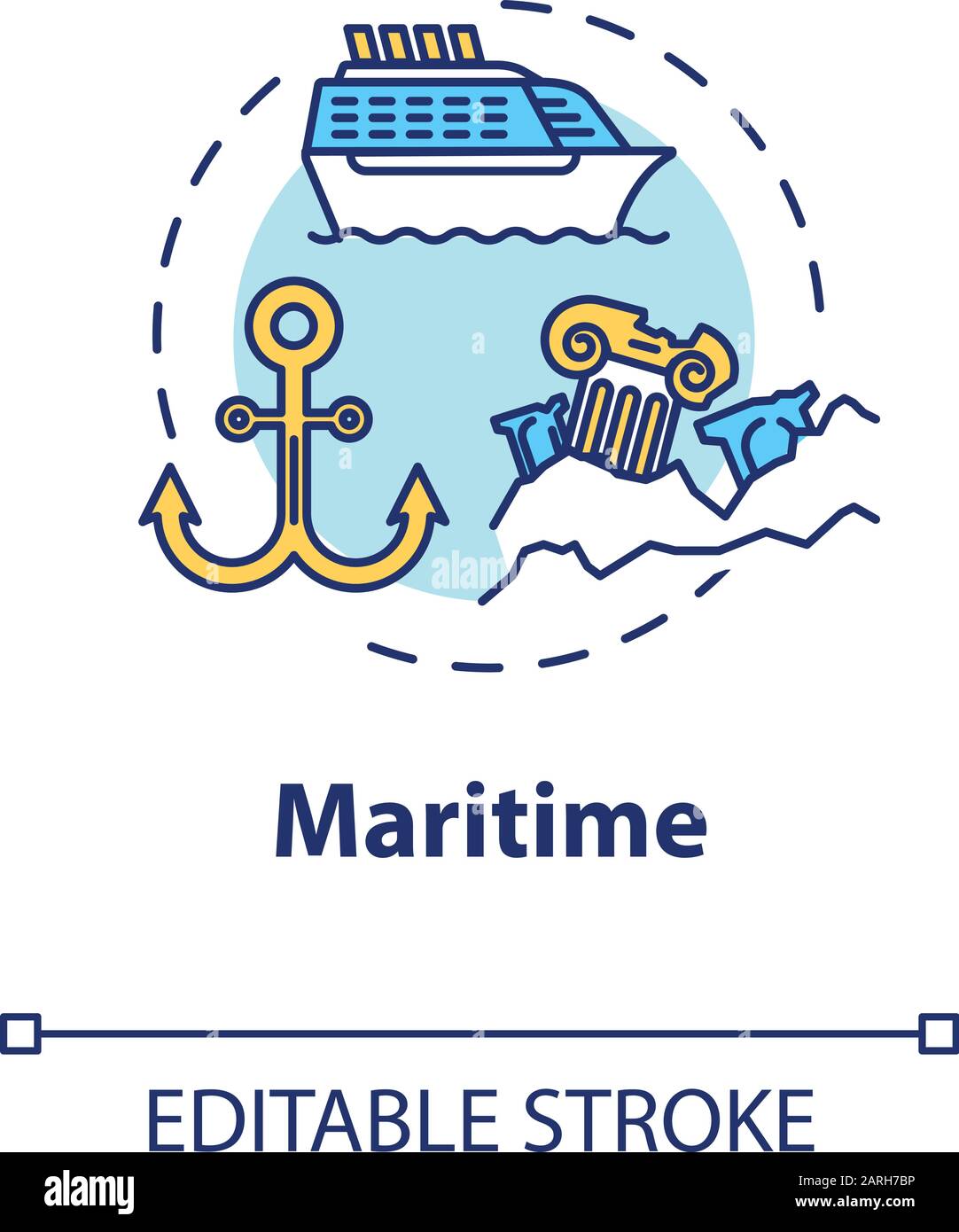 Maritime museum concept icon. Boats and ships exhibition. Ocean anchor ...