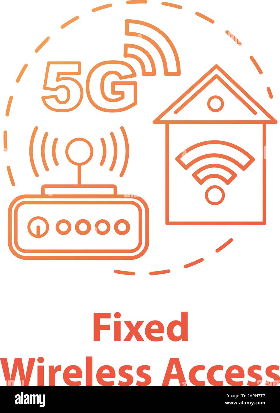 Fixed wireless access concept icon. Global coverege. 5G technologies ...