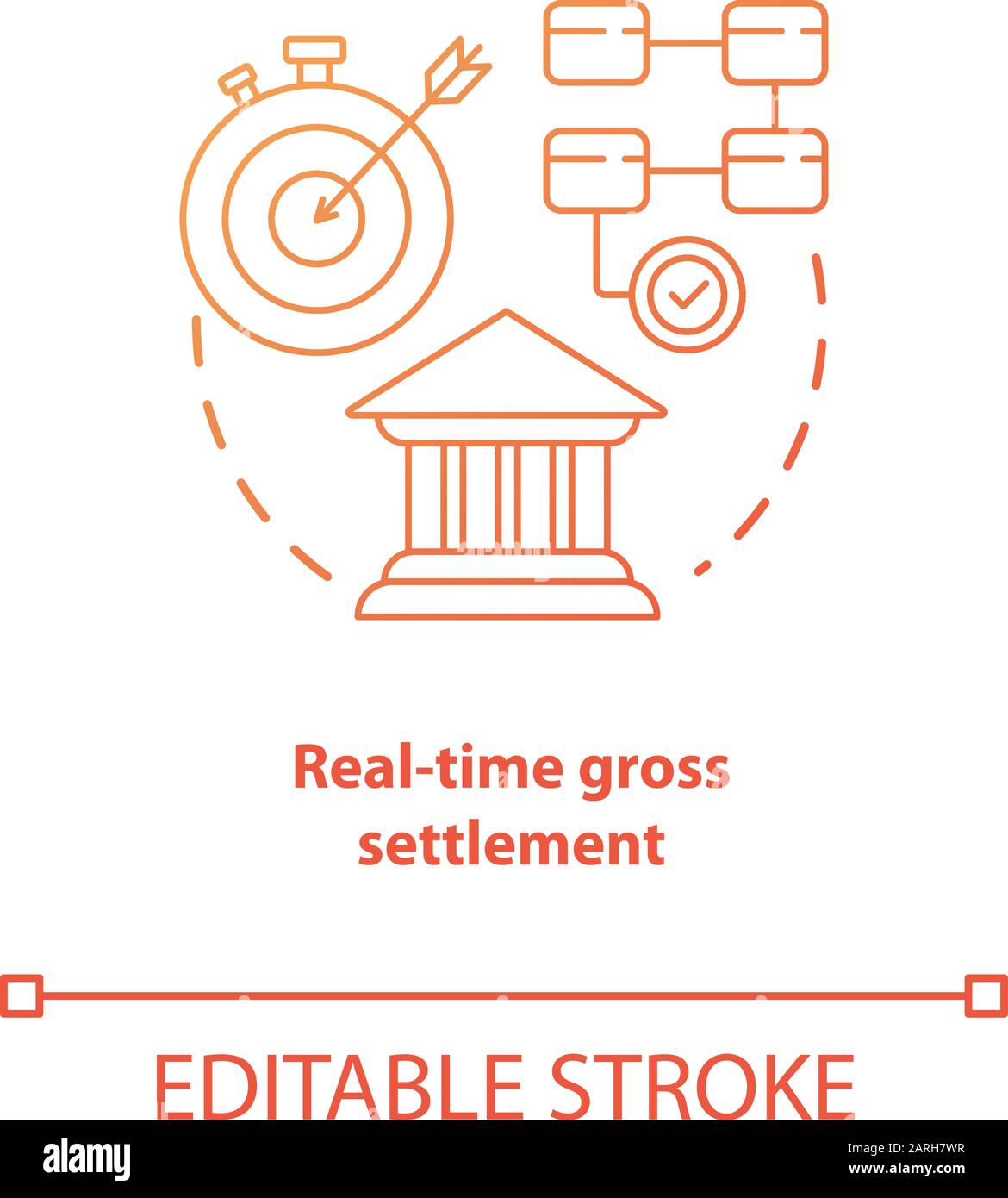 Real time gross settlement red gradient concept icon. Funds transfer ...