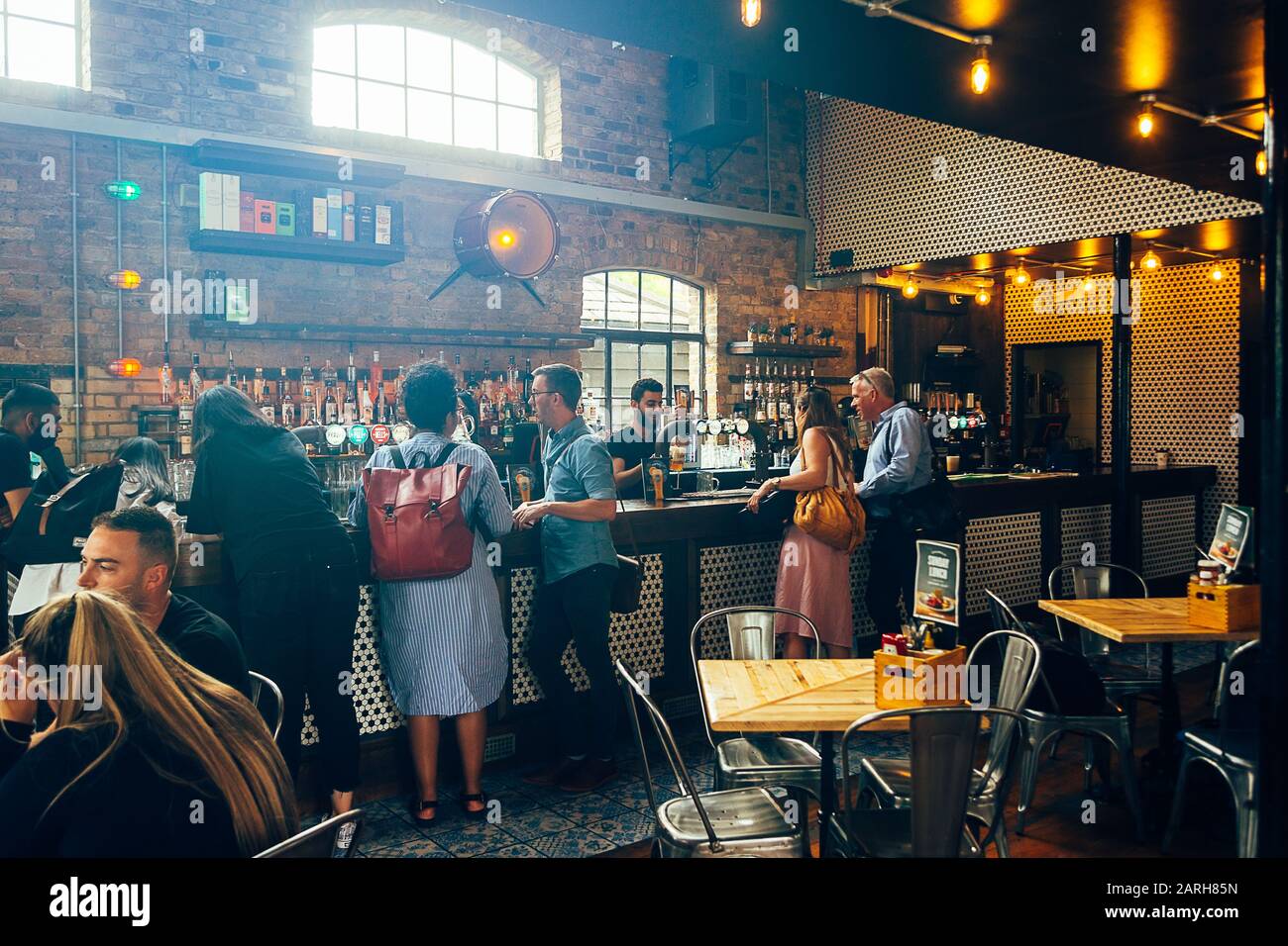 Inside interior counter customers tables hi-res stock photography and ...