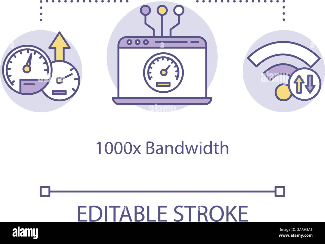 1000x bandwidth concept icon. 5G technologies idea thin line illustration. Mobile internet speed ...