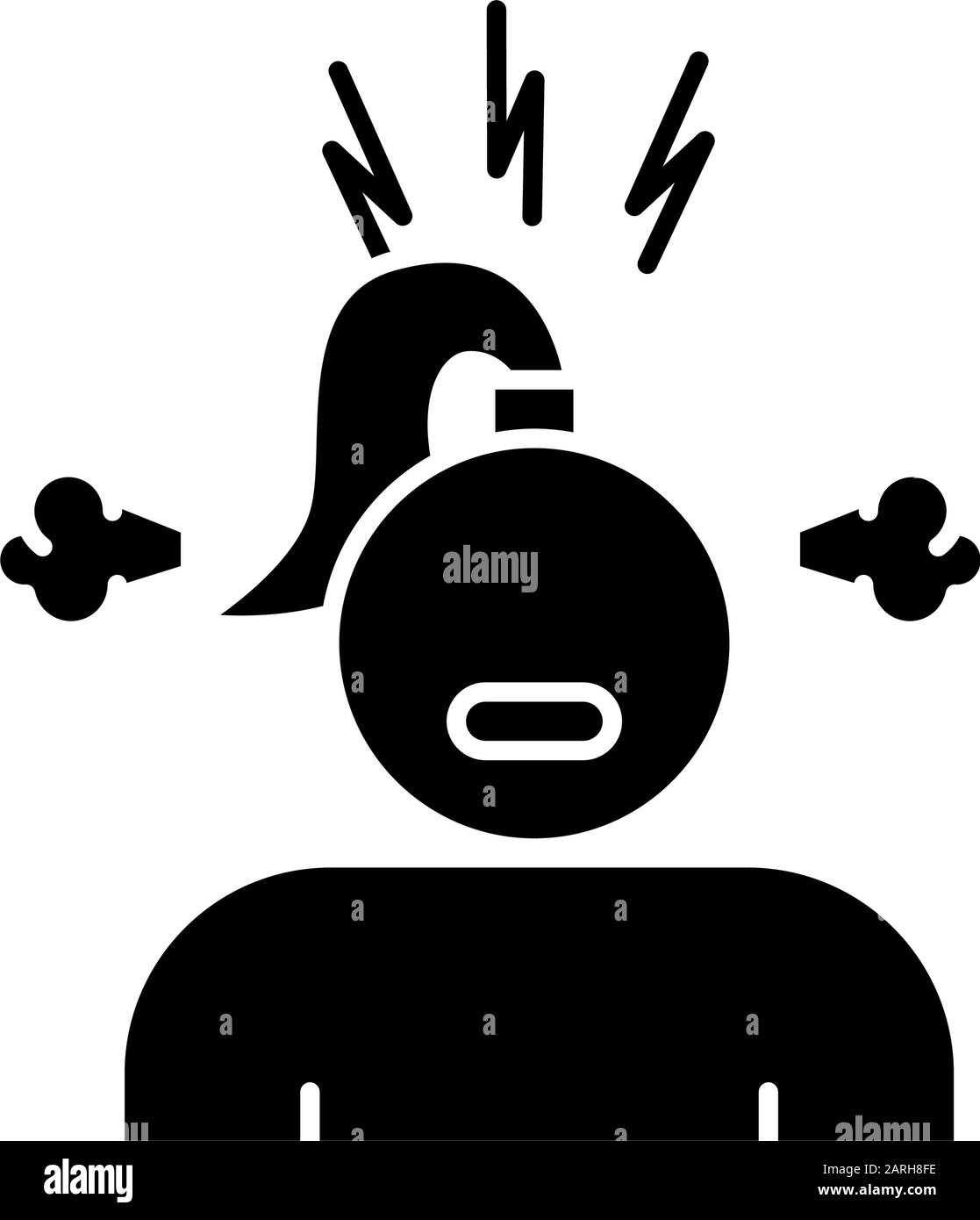 Irritability glyph icon. Annoyed girl. Angry woman. PMS symptom ...