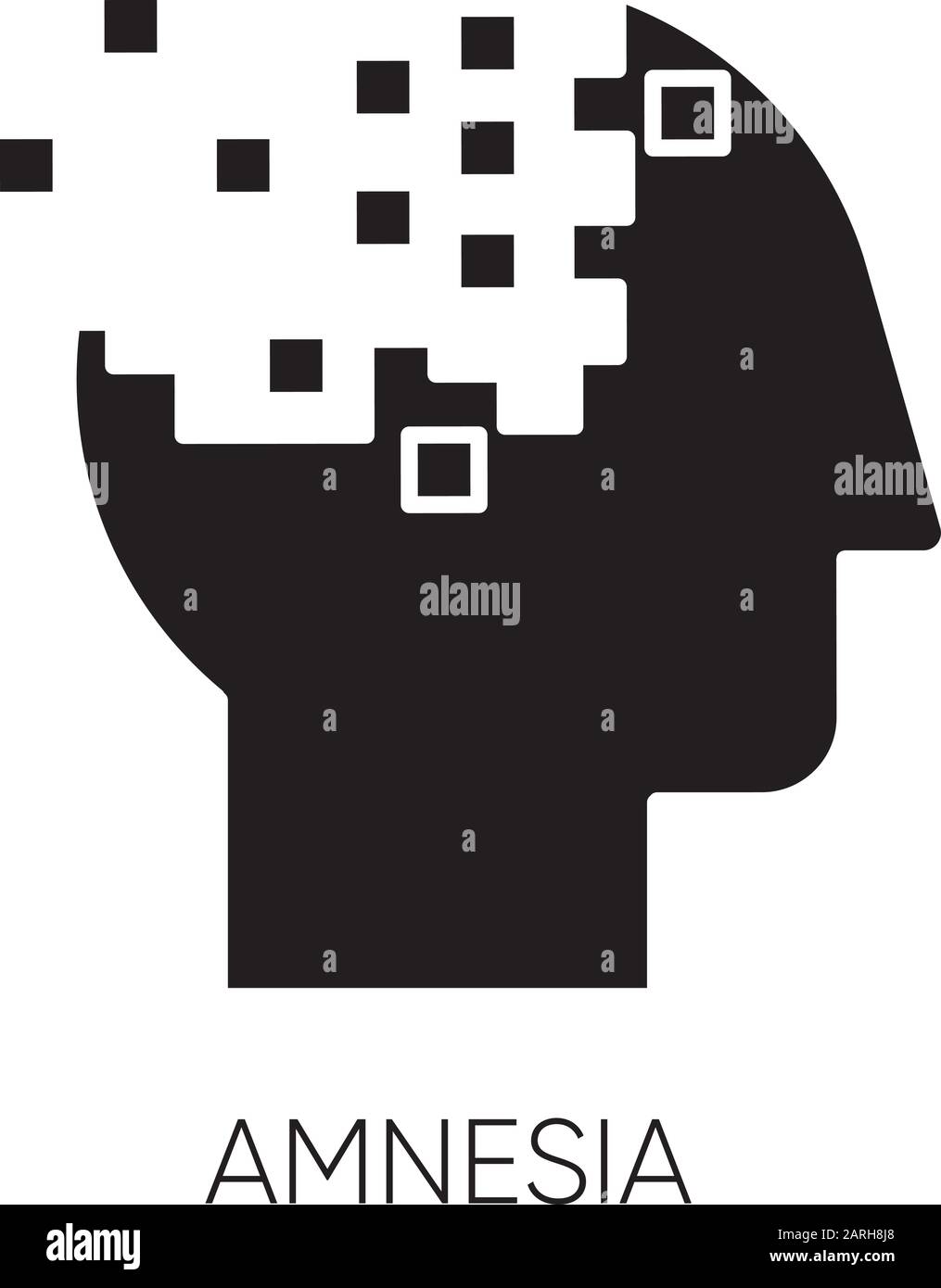 Amnesia glyph icon. Memory loss. Forgetting from brain injury. Trouble ...