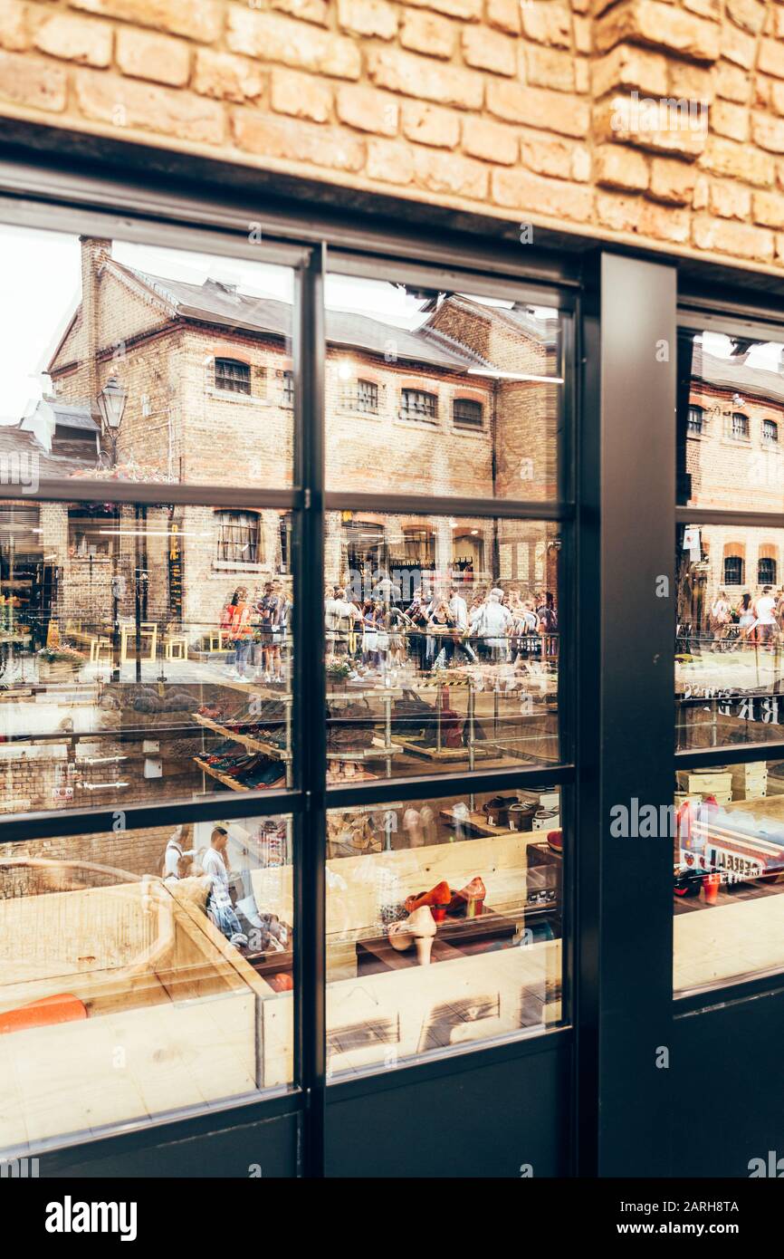 London/UK - 17/07/2019: concept photo of double reflection in a window ...