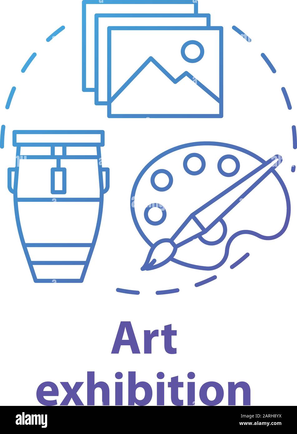 Art exhibition concept icon. Drawing and paintings exposition. Cultural ...