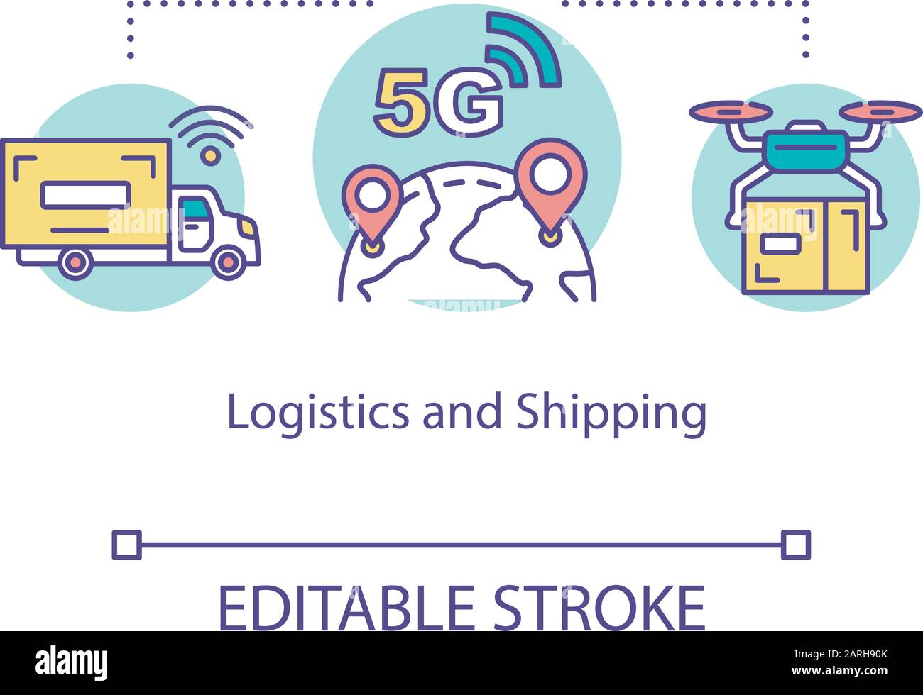 Logistics and shipping concept icon. 5G technologies idea thin line ...