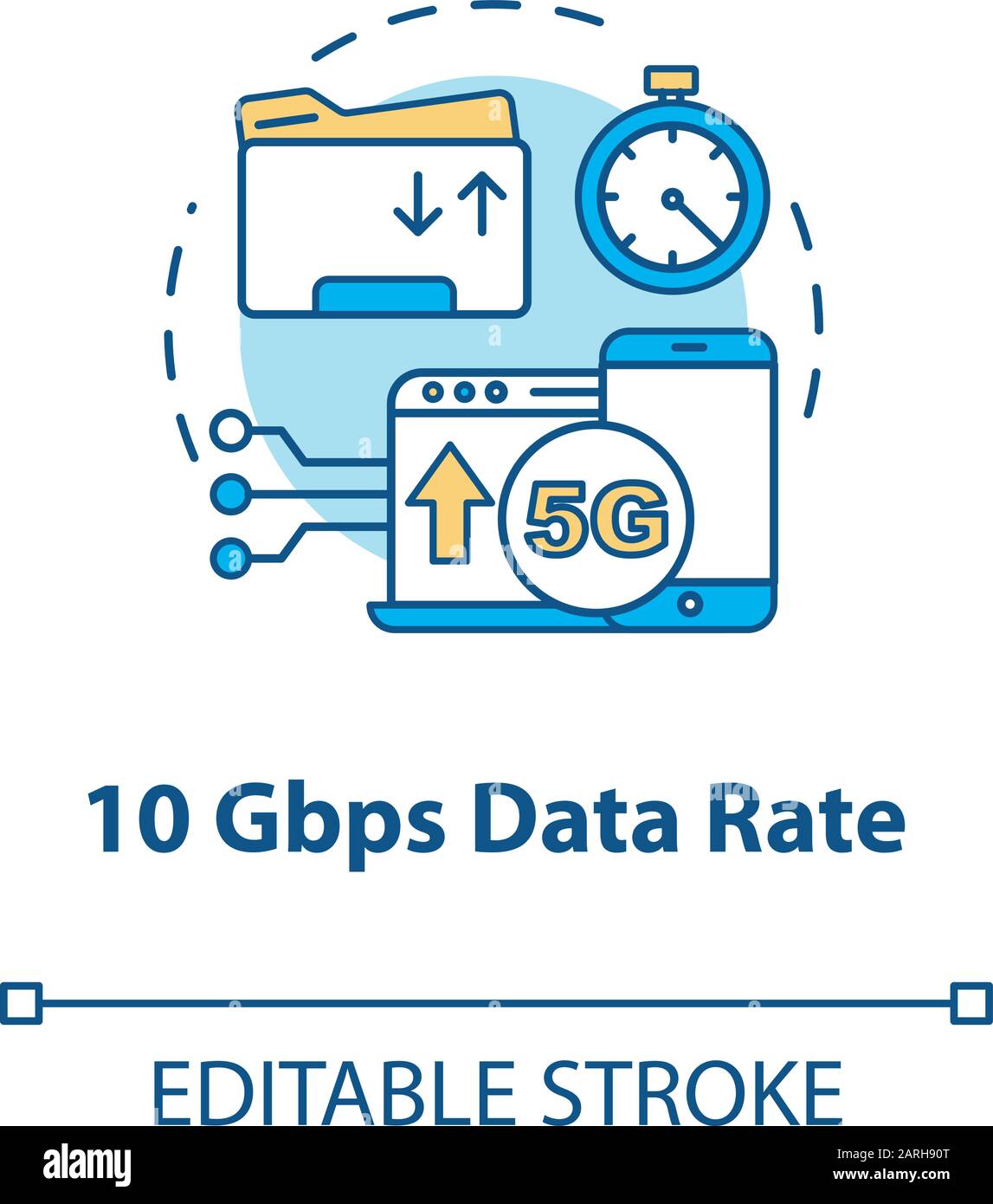 10 Gbps data rate concept icon. 5G technologies idea thin line ...
