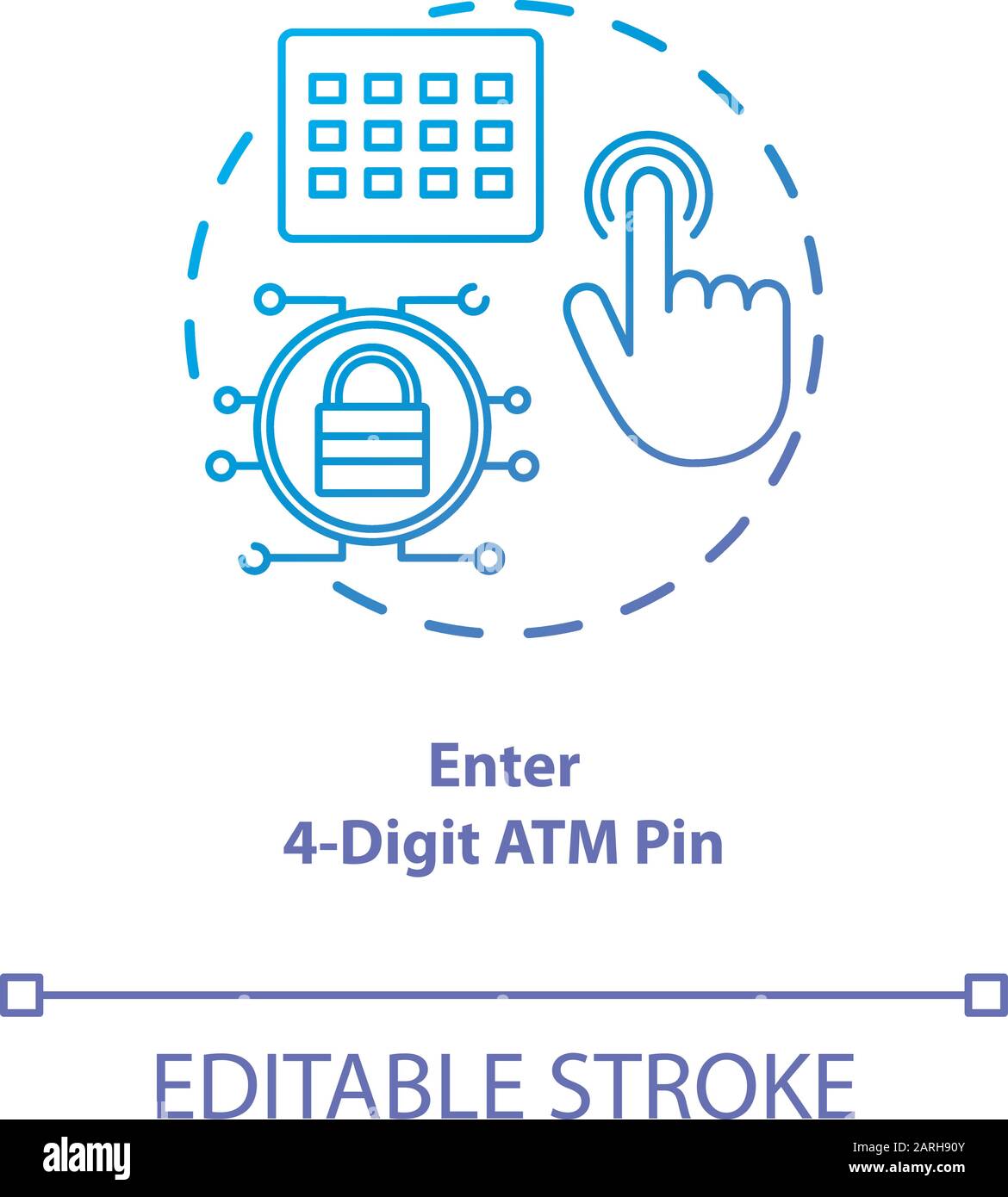 Enter 4-Digit ATM pin blue gradient concept icon. Password request idea ...