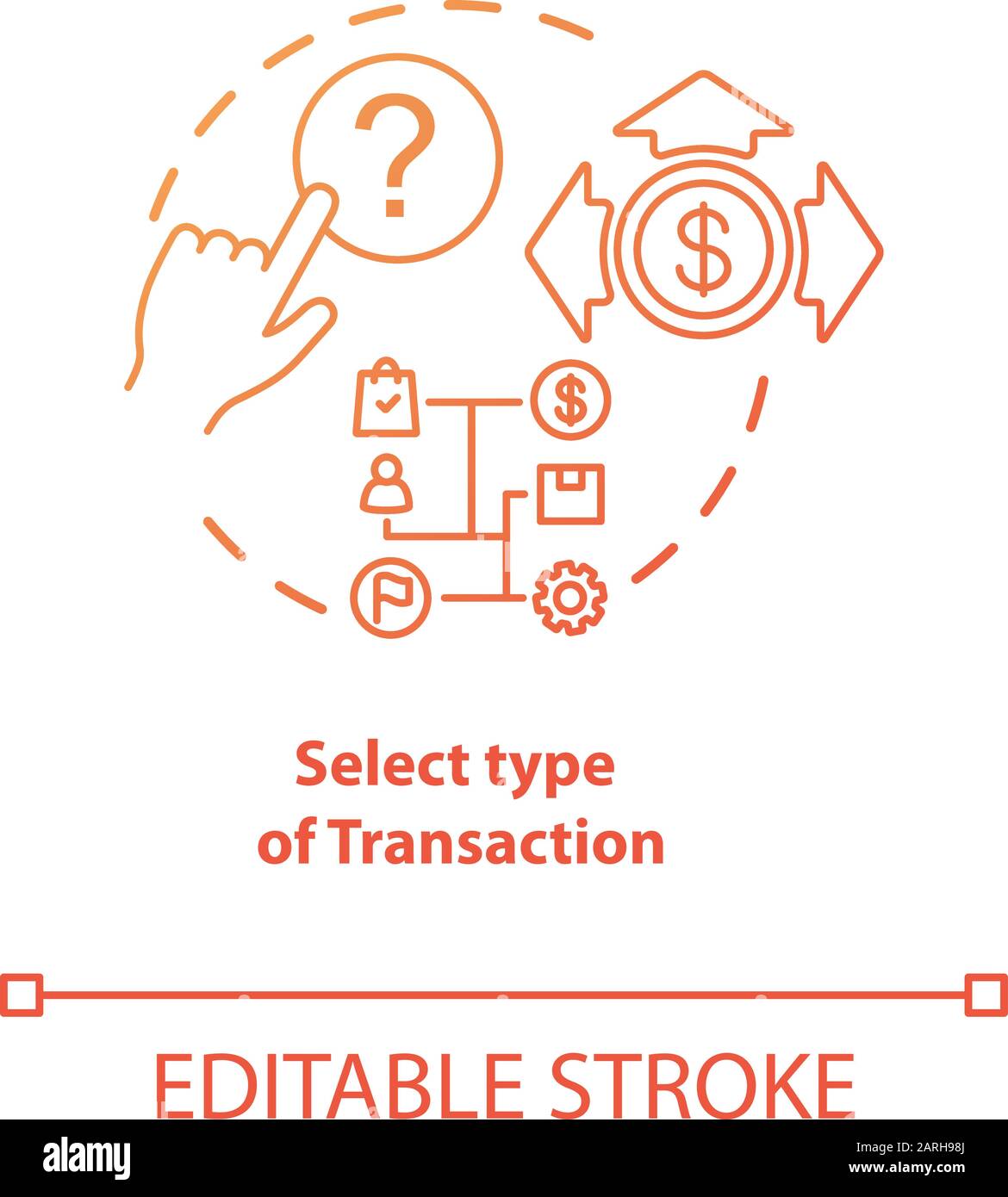 Select type of transaction red gradient concept icon. ATM operation ...