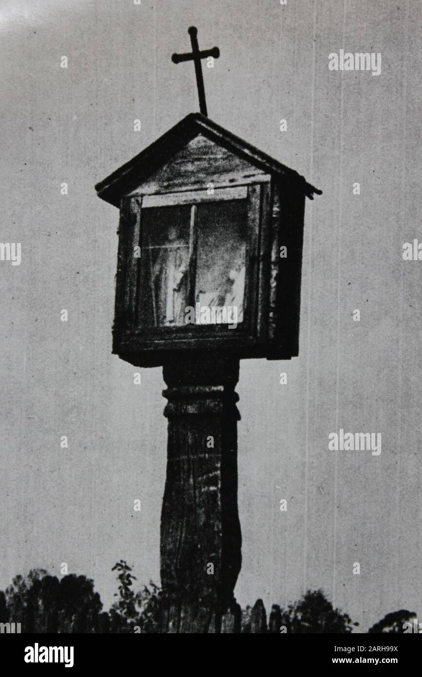 Fine 1970s black and white photography of a roadside Christian ...