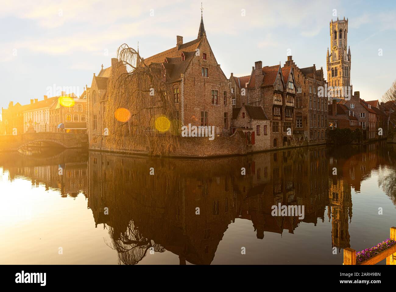 Medieval houses on a channel, Bruges Stock Photo - Alamy