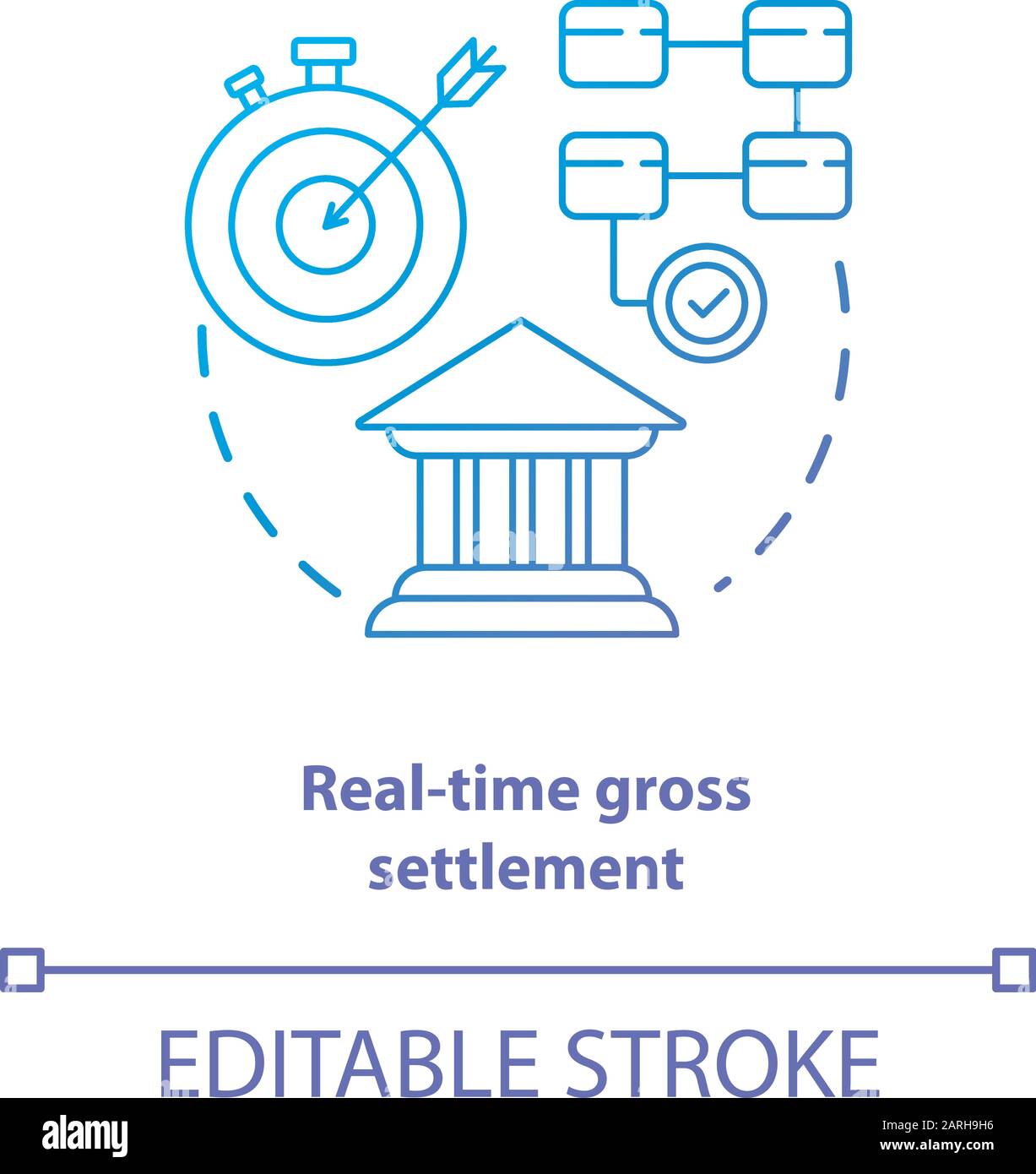 Real time gross settlement blue gradient concept icon. Funds transfer ...