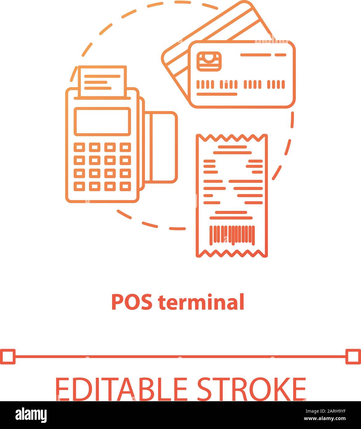 POS terminal red gradient concept icon. Terminal idea thin line ...